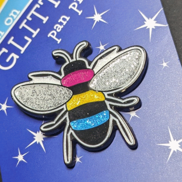 Pan Pride Bee Enamel Pin with Glitter – BRC