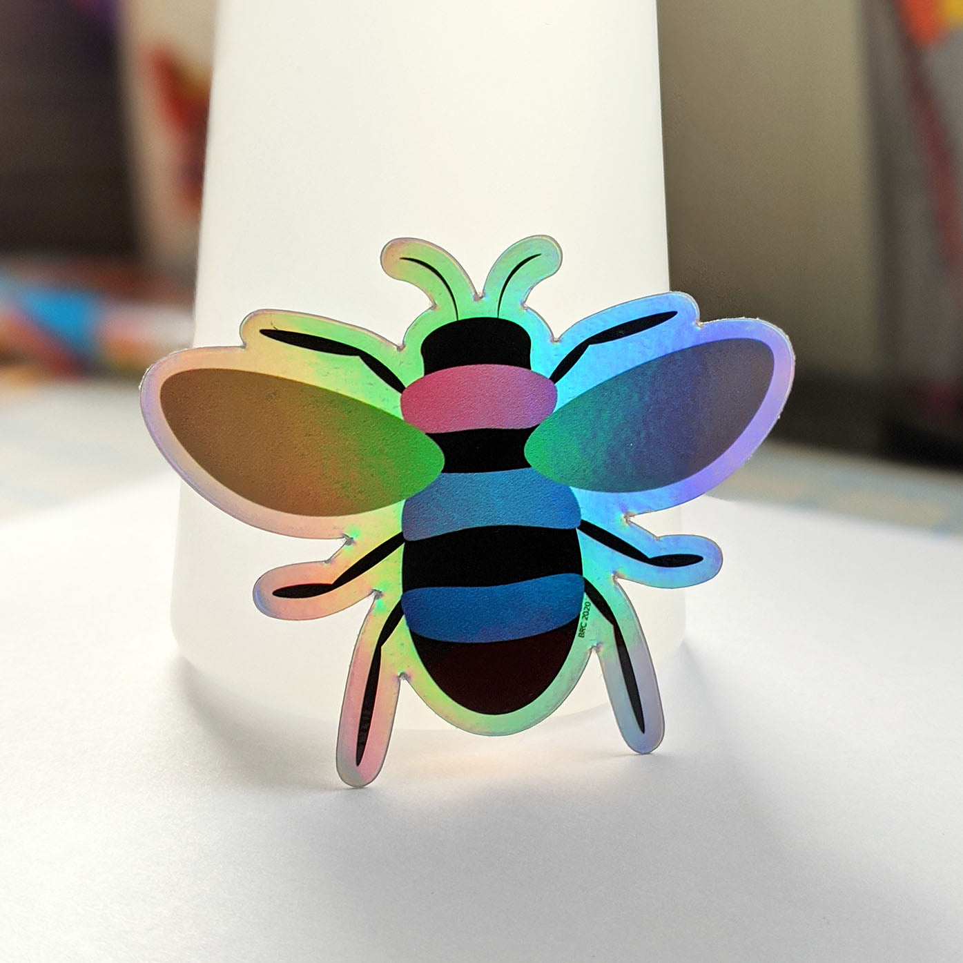 Holographic Bi Pride Bee Stickers (5ct.) – BRC